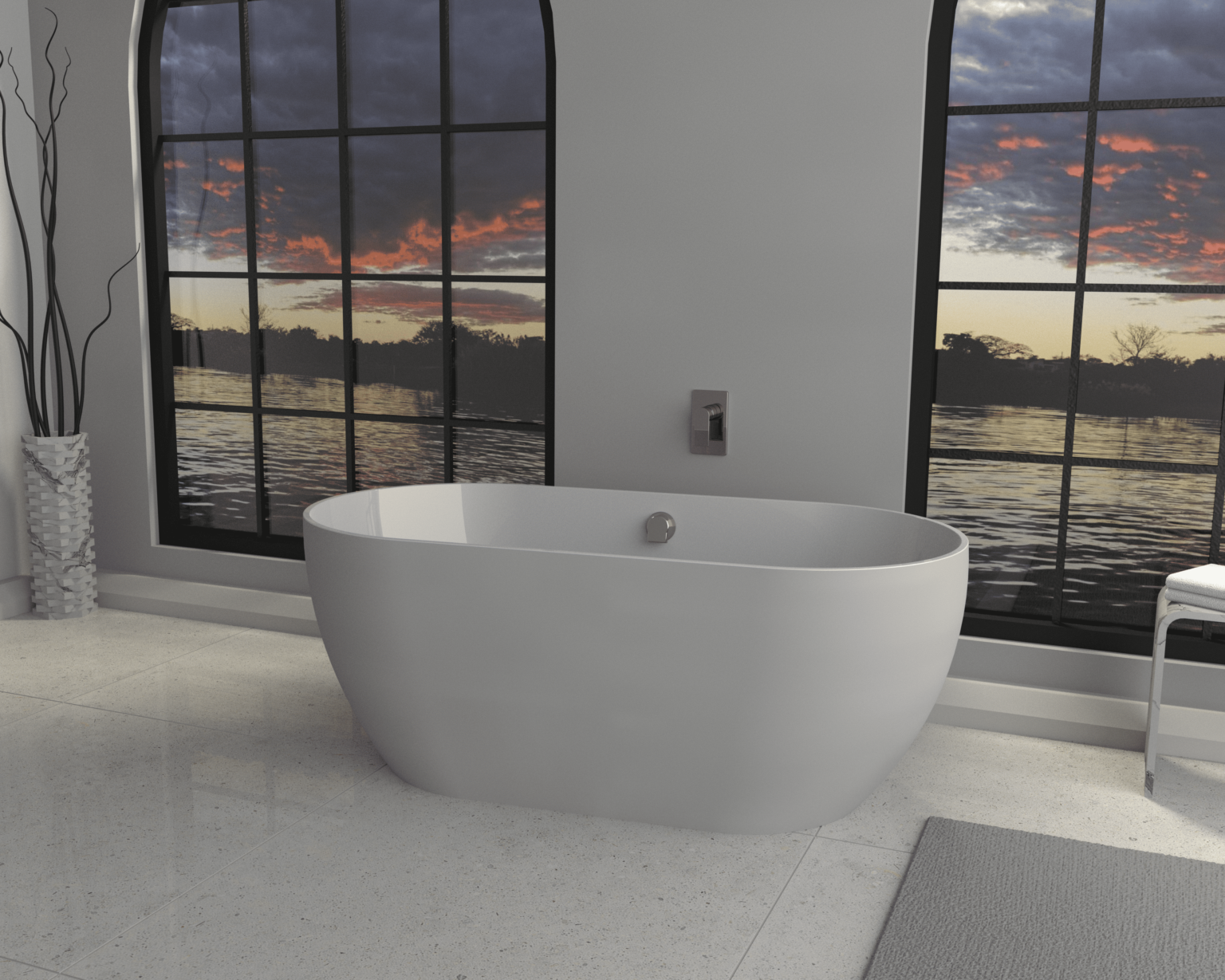 Zirc One Piece Free Standing Bath 1435mm - White (Including Filler)
