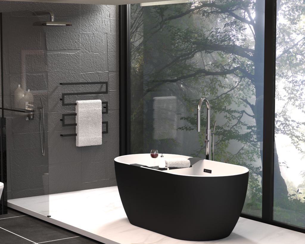 Freestanding Matt Black Bath One Piece Zala - 1440*750*570mm